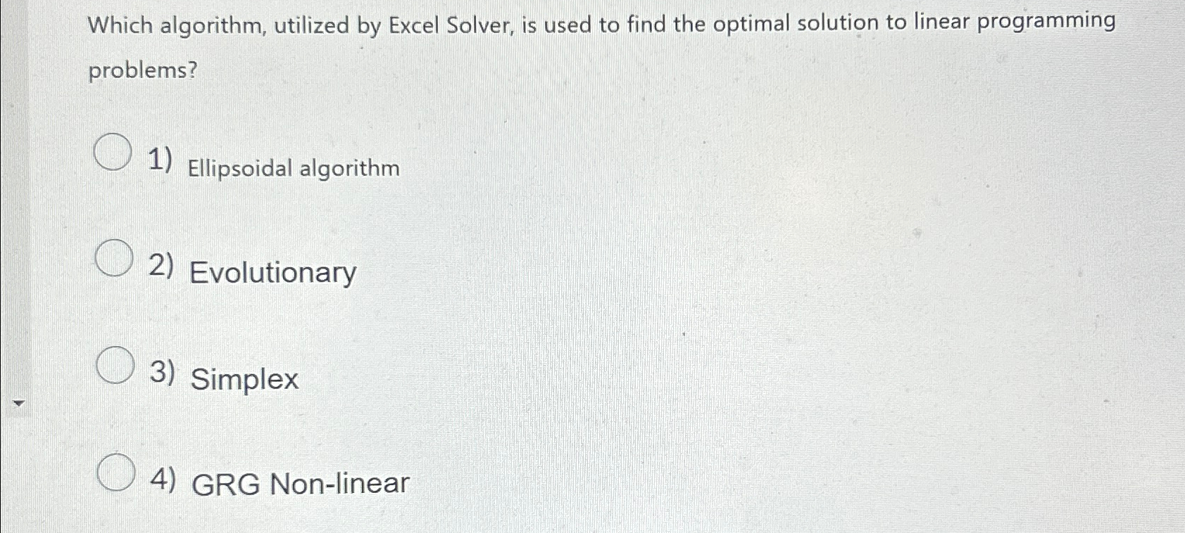 Solved Which algorithm, utilized by Excel Solver, is used to | Chegg.com