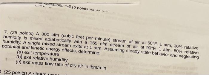 Solved 7. (25 points) A 300cfm (cubic feet per minute) | Chegg.com