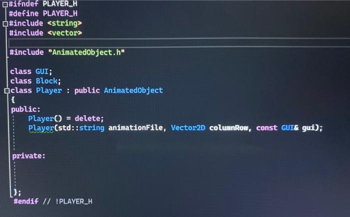 Solved if this is the player.h file how should the cpp.file | Chegg.com