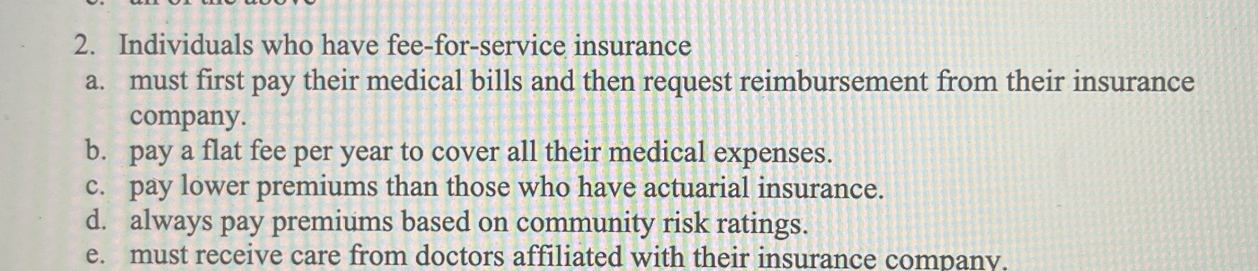 Solved Individuals who have fee-for-service insurancea. | Chegg.com