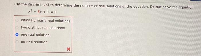 Solved Use the discriminant to determine the number of real | Chegg.com