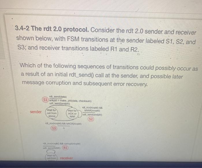 Solved 3.4-2 The rdt 2.0 protocol. Consider the rdt 2.0 | Chegg.com