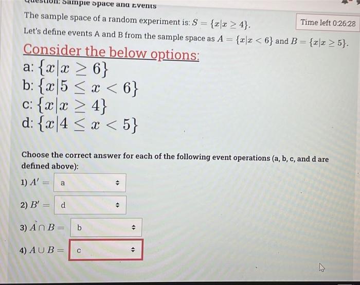 Solved The sample space of a random experiment is: | Chegg.com