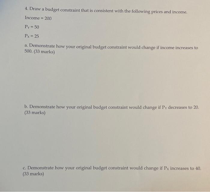 Solved 4. Draw a budget constraint that is consistent with | Chegg.com