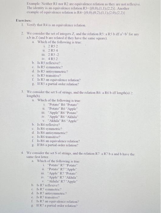 Solved Definition 1: A binary relation R on a set A is a | Chegg.com
