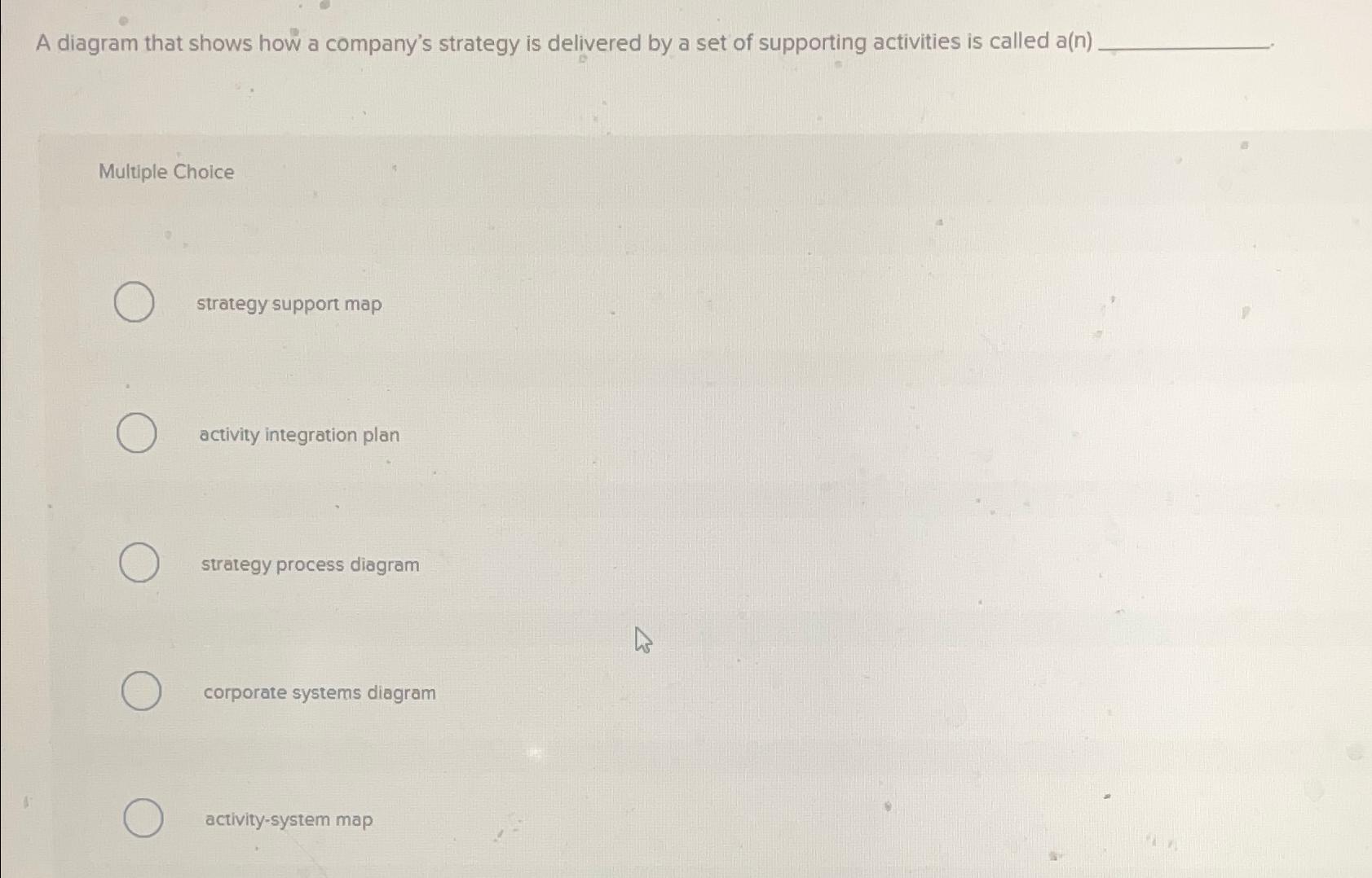 Solved A diagram that shows how a company's strategy is | Chegg.com