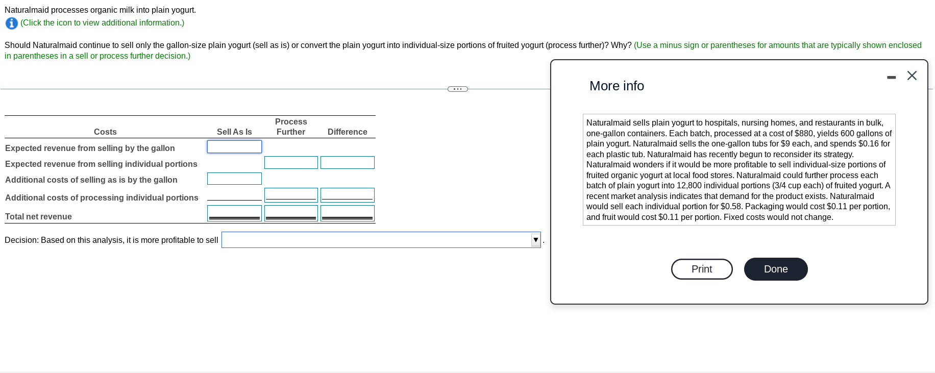 Solved Naturalmaid processes organic milk into plain | Chegg.com