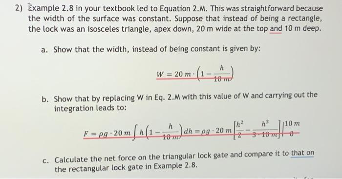 Solved Example 2.8 in your textbook led to Equation 2.M. | Chegg.com