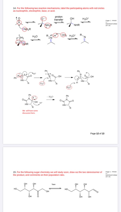 Solved 14. For the following two reaction mechanisms, label | Chegg.com