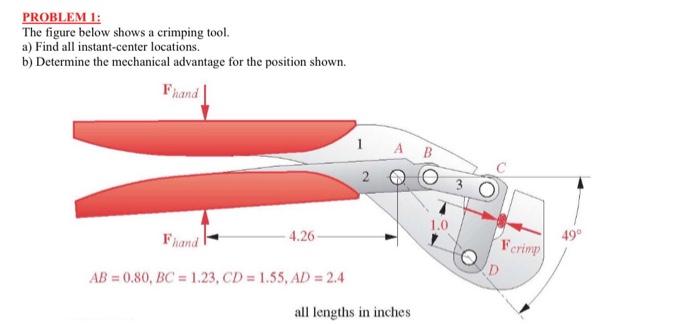 Solved PROBLEM 1: The figure below shows a crimping tool. a) | Chegg.com