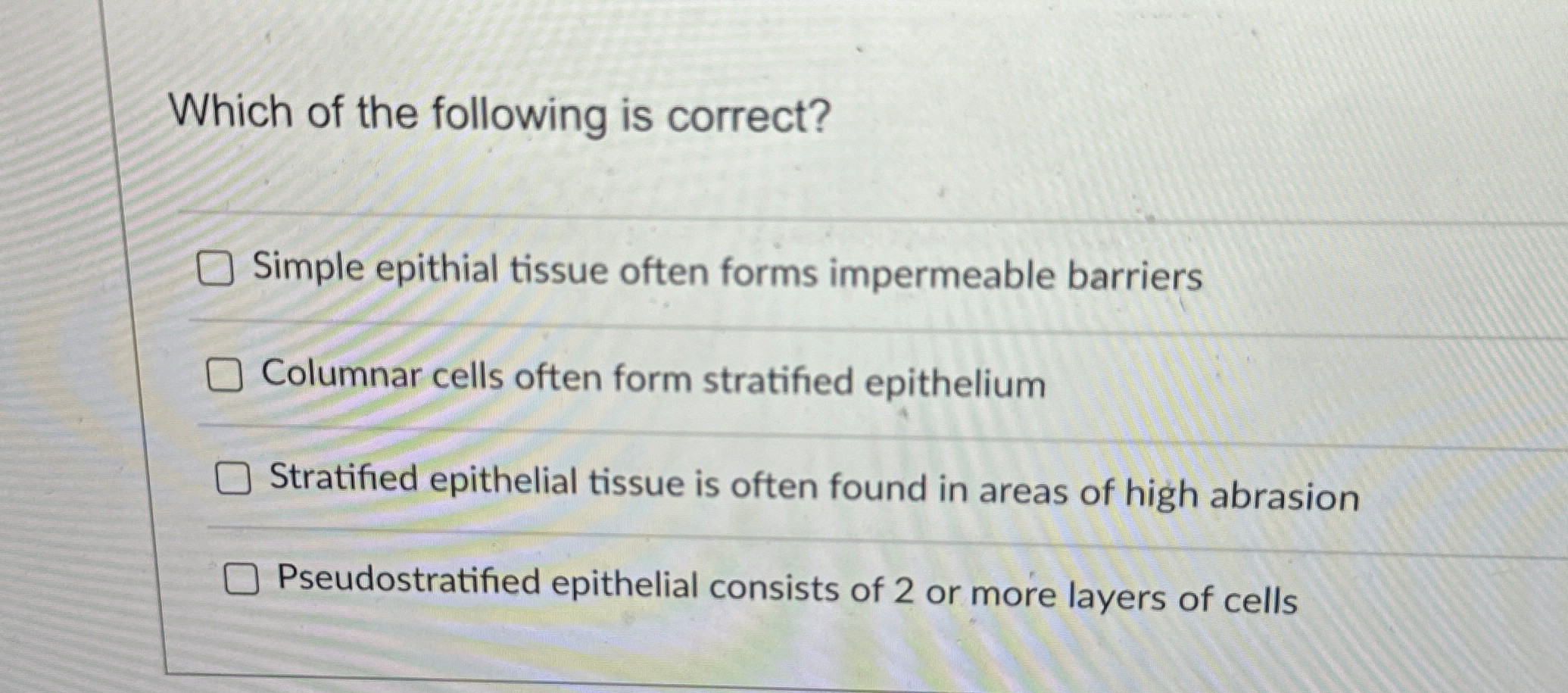 Solved Which of the following is correct?Simple epithial | Chegg.com