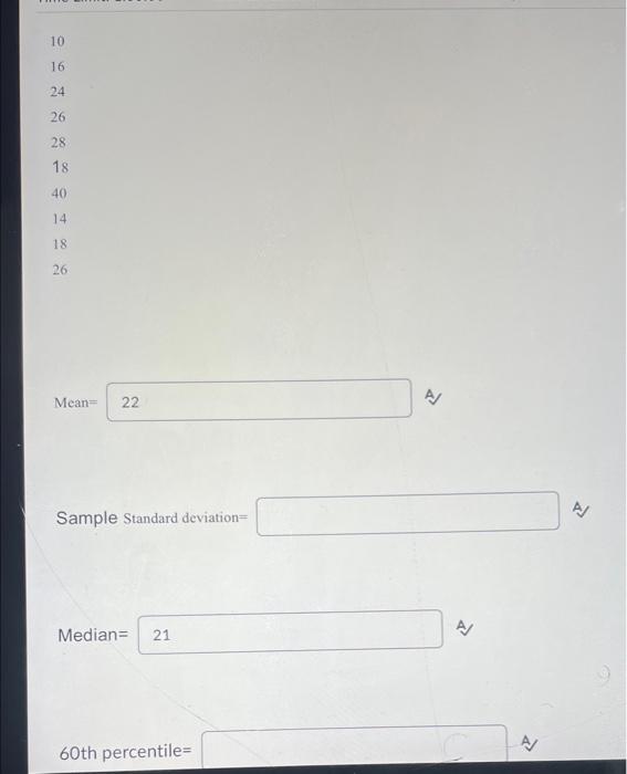 Solved Sample Standard deviation= | Chegg.com