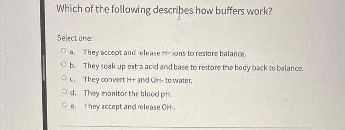 Solved Which of the following describes how buffers work? | Chegg.com