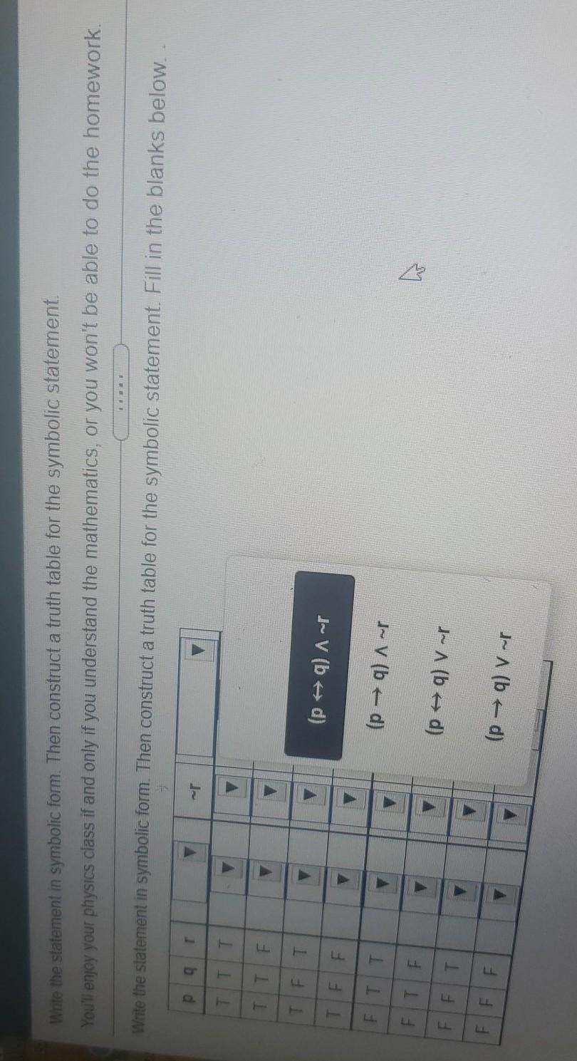 Solved Write the statement in symbolic form. Then construct | Chegg.com