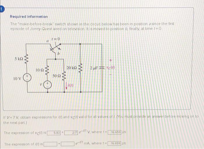Solved Required information The "make-before-break" switch | Chegg.com