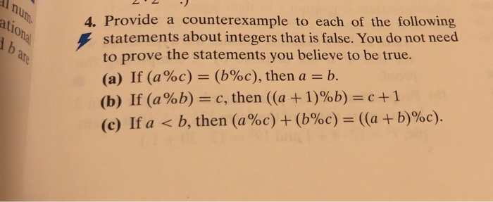Solved Alnum. aliona a bare 4. Provide a counterexample to | Chegg.com