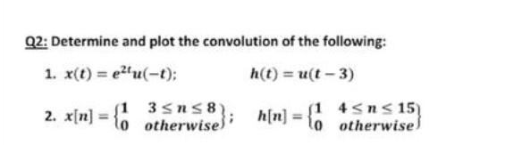 Solved Q2: Determine and plot the convolution of the | Chegg.com