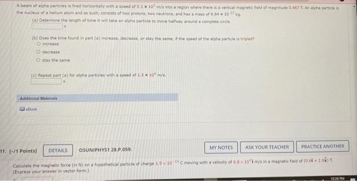Solved A beam of alpha particles is fired horizontally with | Chegg.com