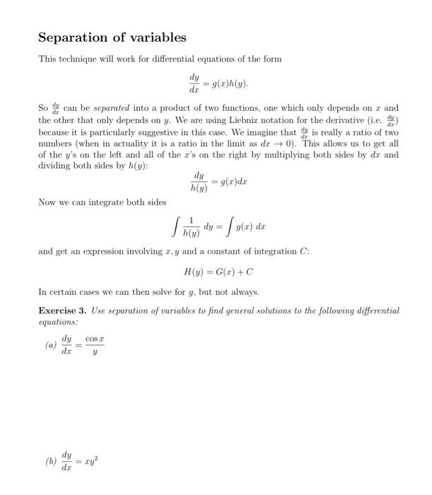Solved Separation of variables This technique will work for | Chegg.com