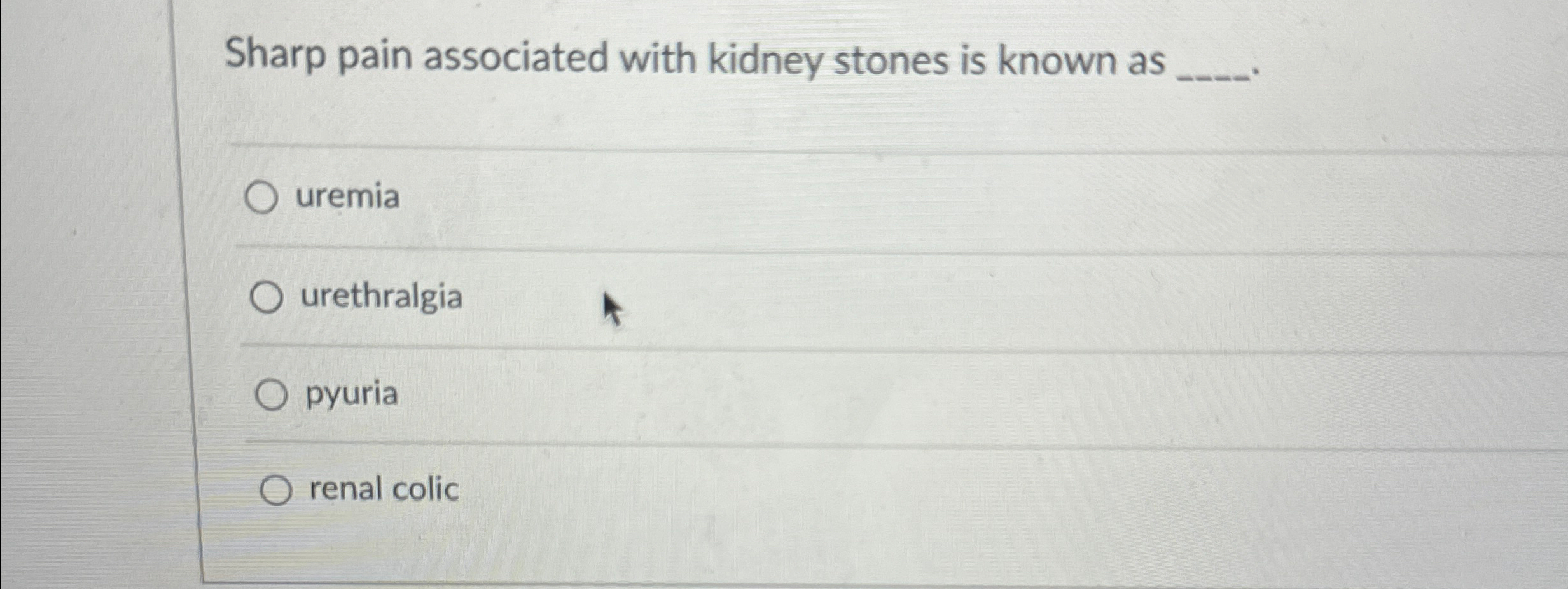 Solved Sharp pain associated with kidney stones is known | Chegg.com
