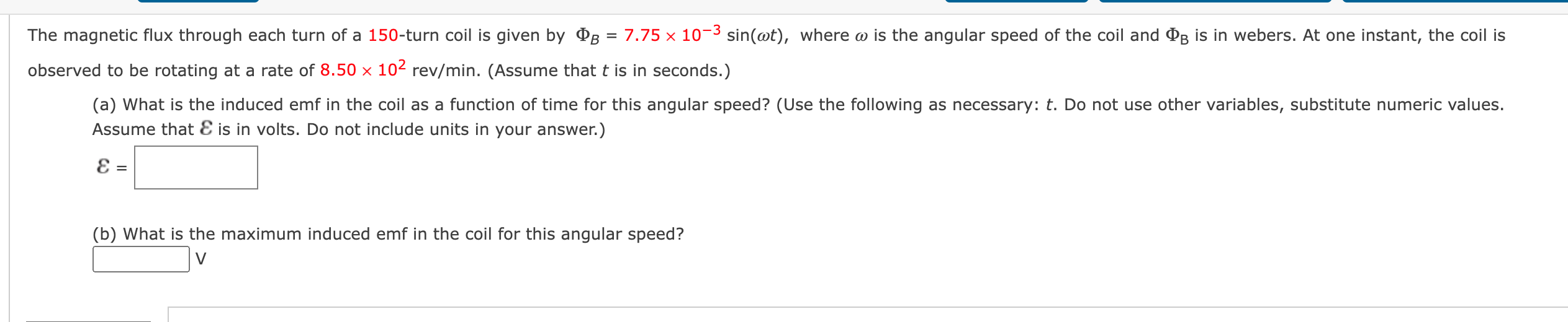 Solved The magnetic flux through each turn of a 150-turn | Chegg.com