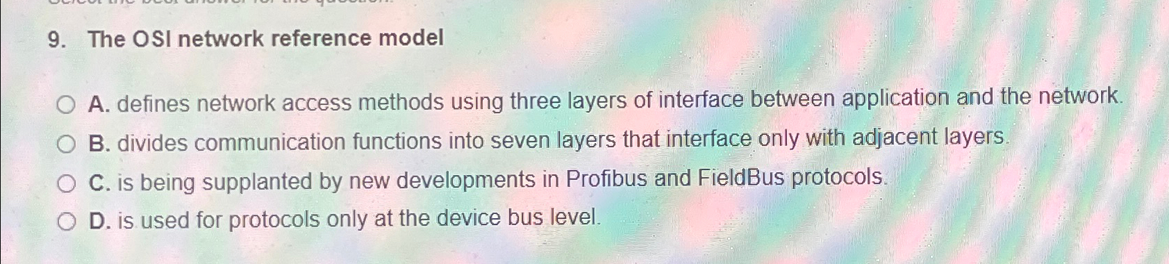 Solved The OSI network reference modelA. ﻿defines network | Chegg.com