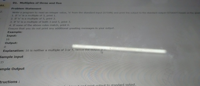 Solved O1. ﻿Murtiples of three and fiveProblem StatementIf | Chegg.com