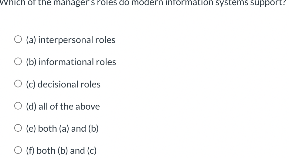 Solved Which of the manager s roles do modern intormation | Chegg.com