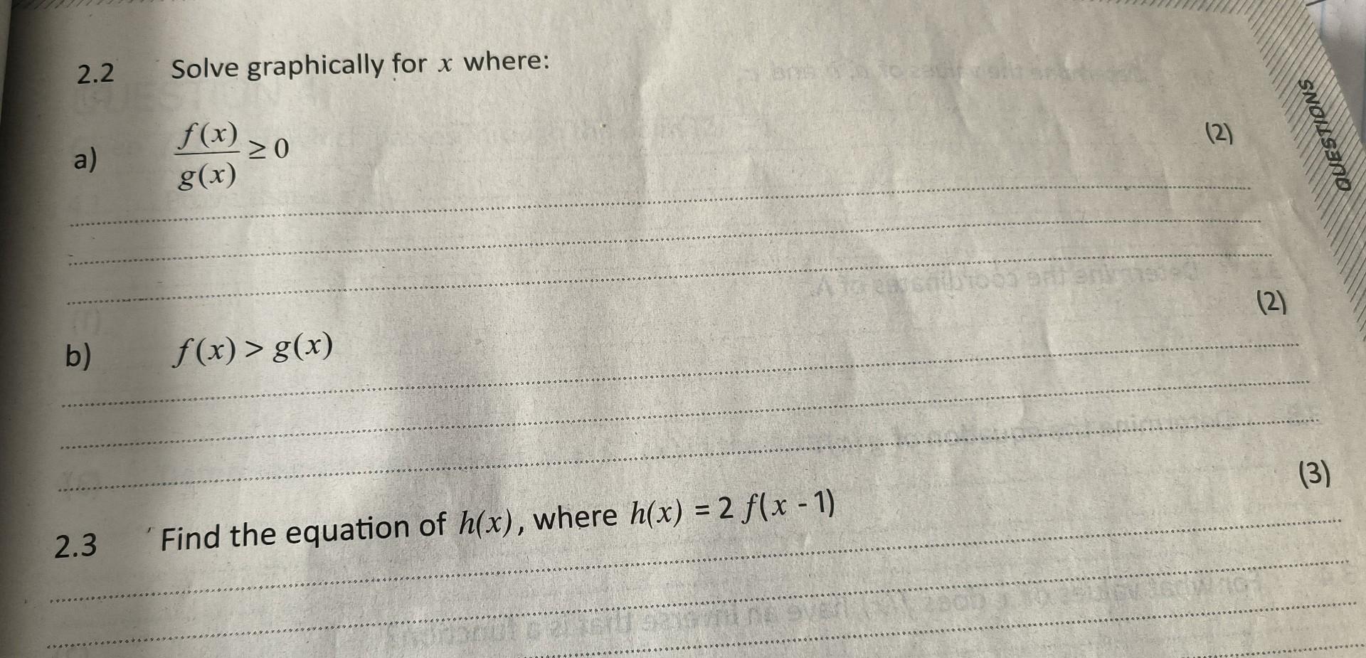 Solved Given that f(x)=−21x2+2x+6 and g(x)=x+2 2.1 Sketch | Chegg.com