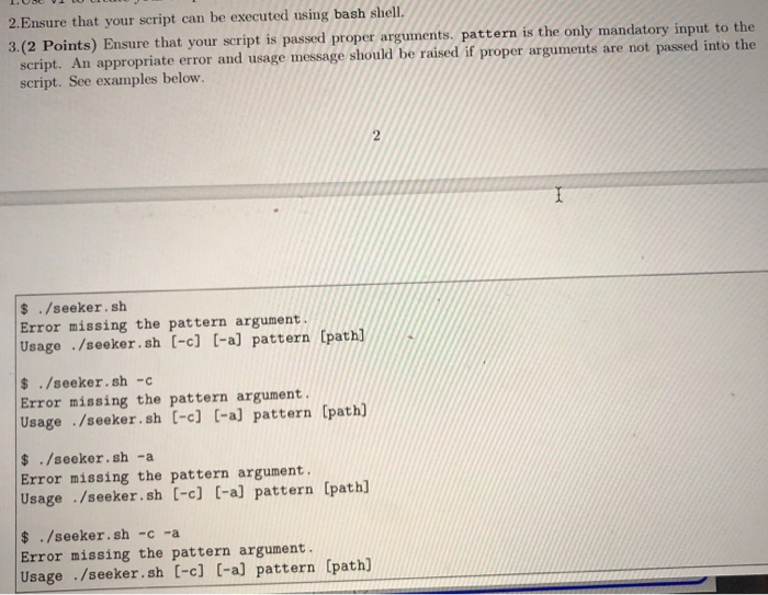 Solved 2. Ensure that your script can be executed using bash | Chegg.com