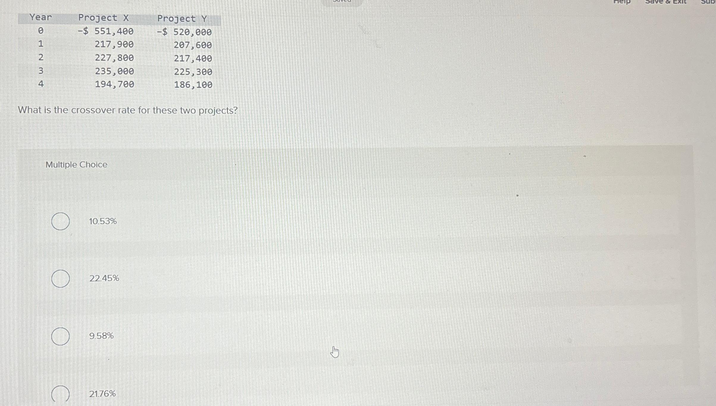 Solved \table[[Year,Project X,Project | Chegg.com
