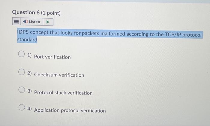 Solved IDPS concept that looks for packets malformed | Chegg.com