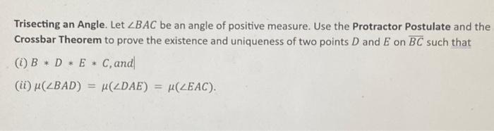 Solved Trisecting an Angle. Let ∠BAC be an angle of positive | Chegg.com