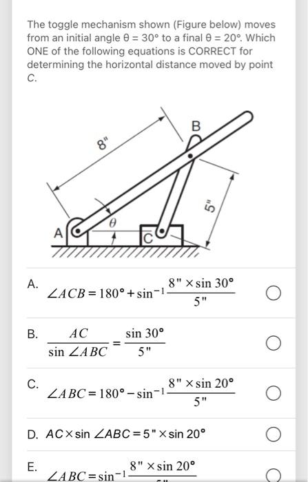 Solved The toggle mechanism shown (Figure below) moves from | Chegg.com