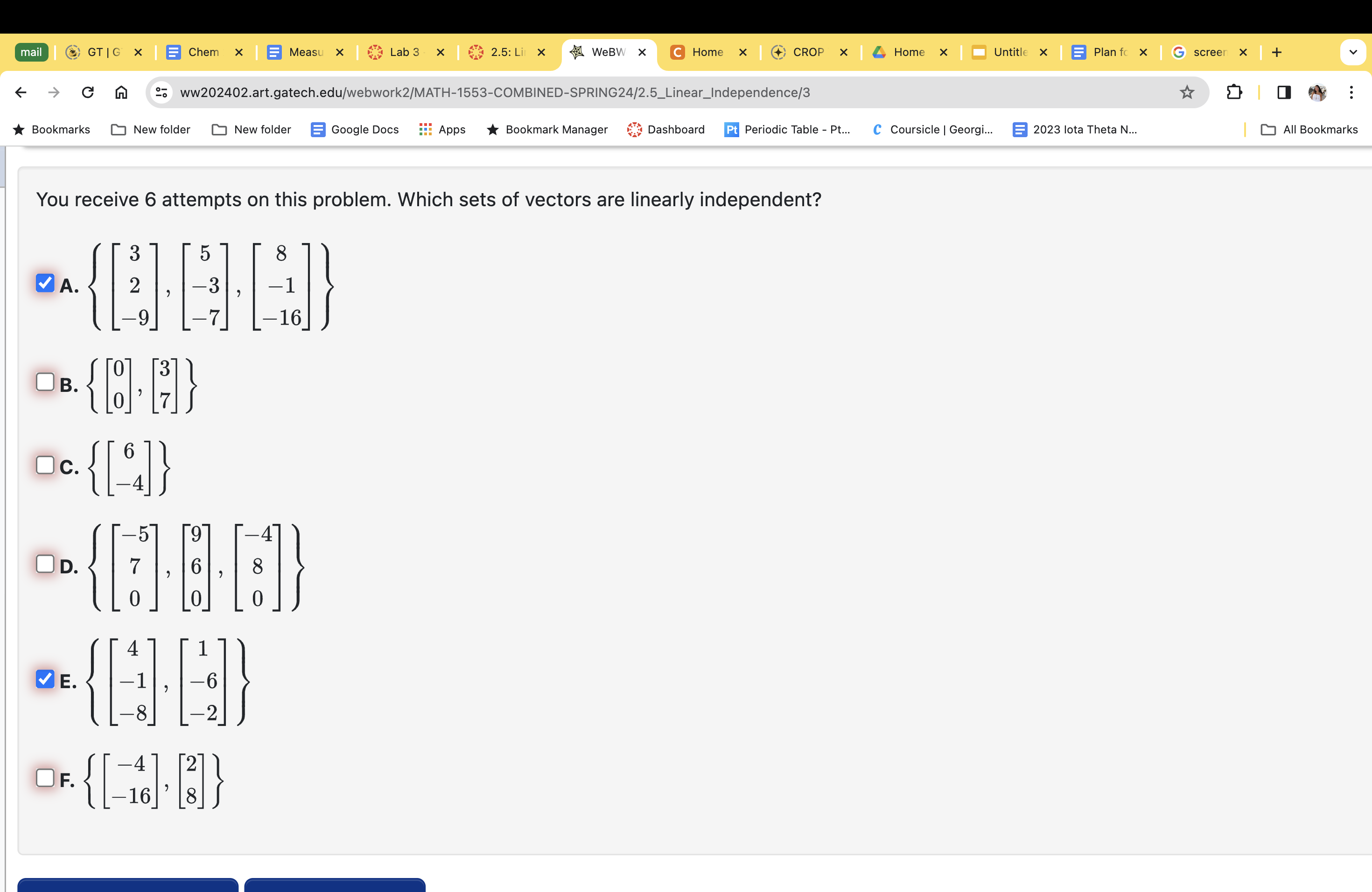 You receive 6 ﻿attempts on this problem. Which sets | Chegg.com