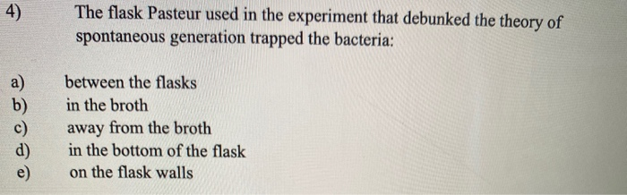 Solved 4) The flask Pasteur used in the experiment that | Chegg.com