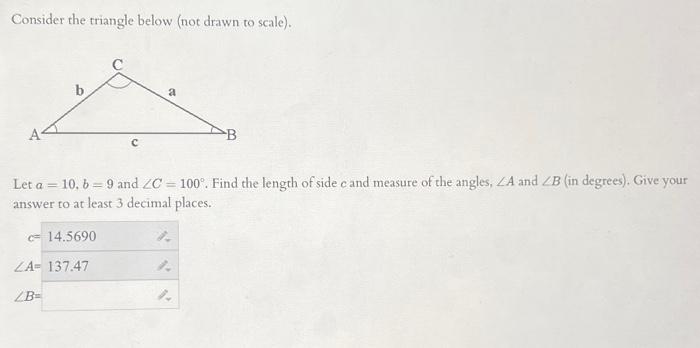 Solved Consider the triangle below (not drawn to scale). Let | Chegg.com