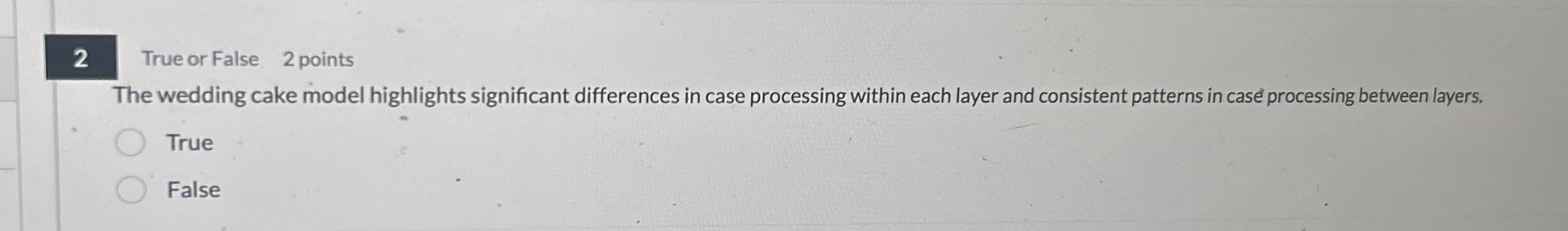 Solved 2 ﻿True or False 2 ﻿pointsThe wedding cake model | Chegg.com