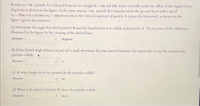 Solved At time t0=0 s, particle A is released from rest at a | Chegg.com