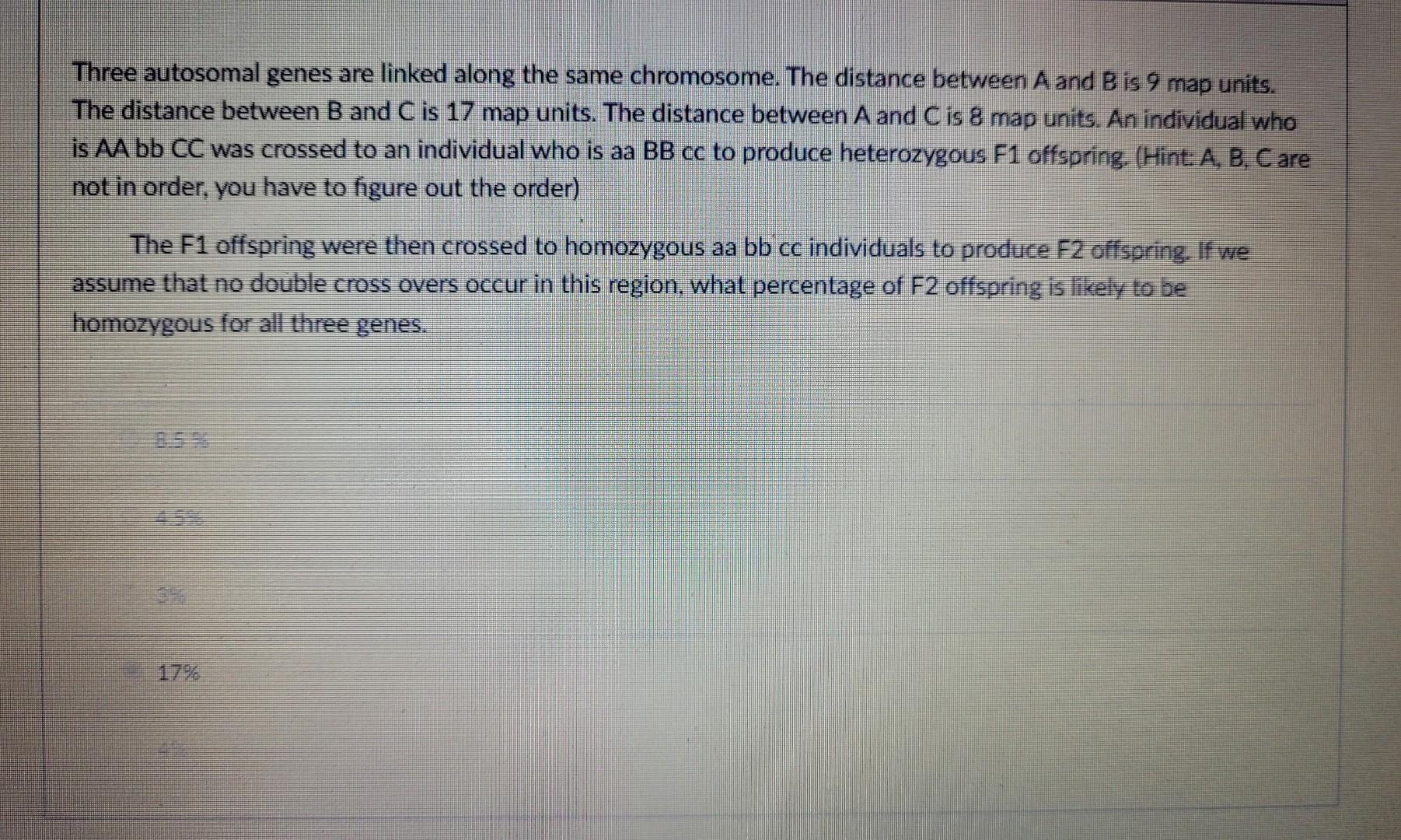 Solved Three autosomal genes are linked along the same | Chegg.com