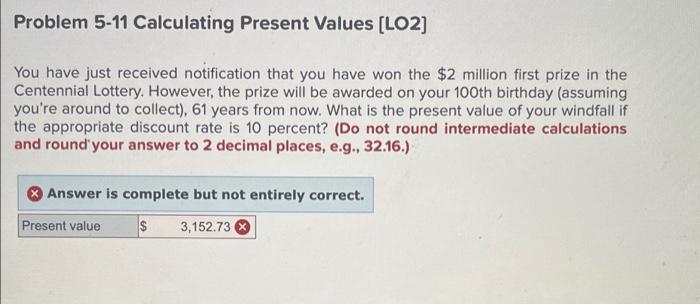Solved Problem 5-11 Calculating Present Values [LO2] You | Chegg.com