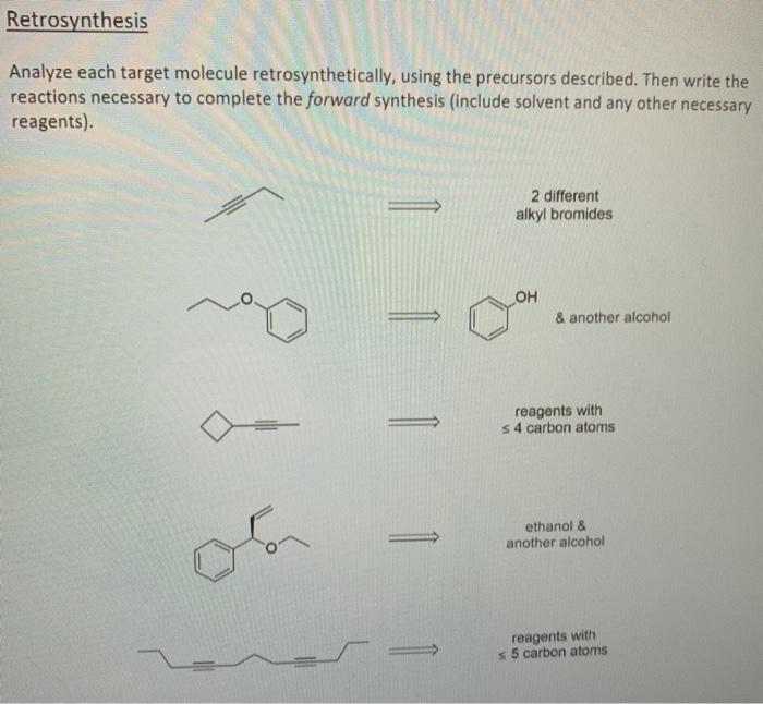 Solved Retrosynthesis Analyze each target molecule | Chegg.com