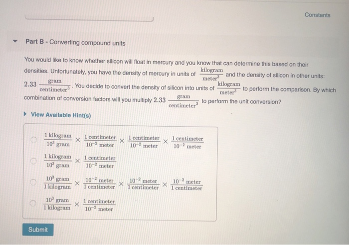 Solved Constants Part B - Converting compound units You | Chegg.com