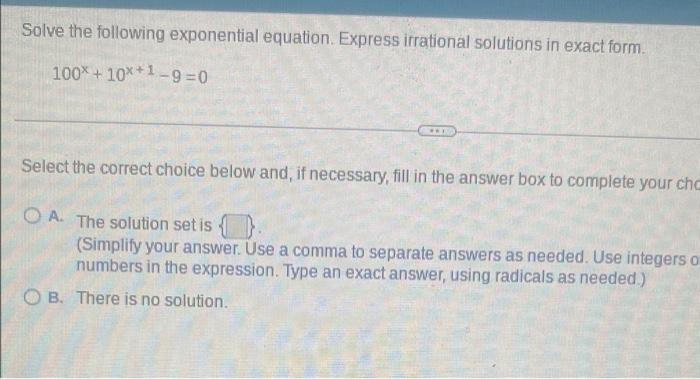 Solved Solve the following exponential equation. Express | Chegg.com