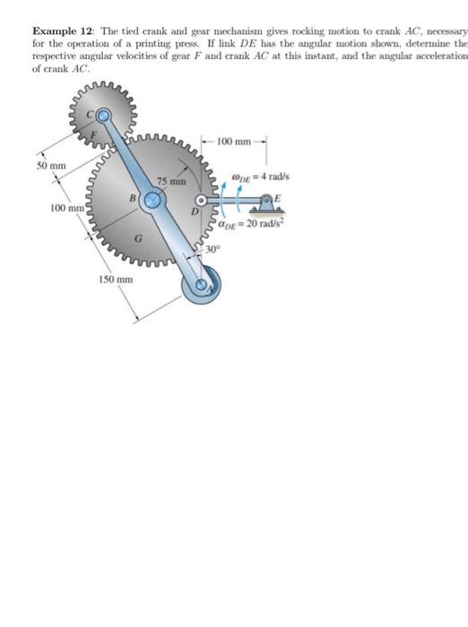 Solved Example 12: The tied crank and gear mechanism gives | Chegg.com