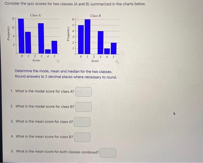 Consider the quiz scores for two classes ( A and B ) | Chegg.com