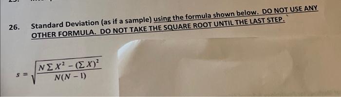 26. Standard Deviation (as if a sample) using the | Chegg.com