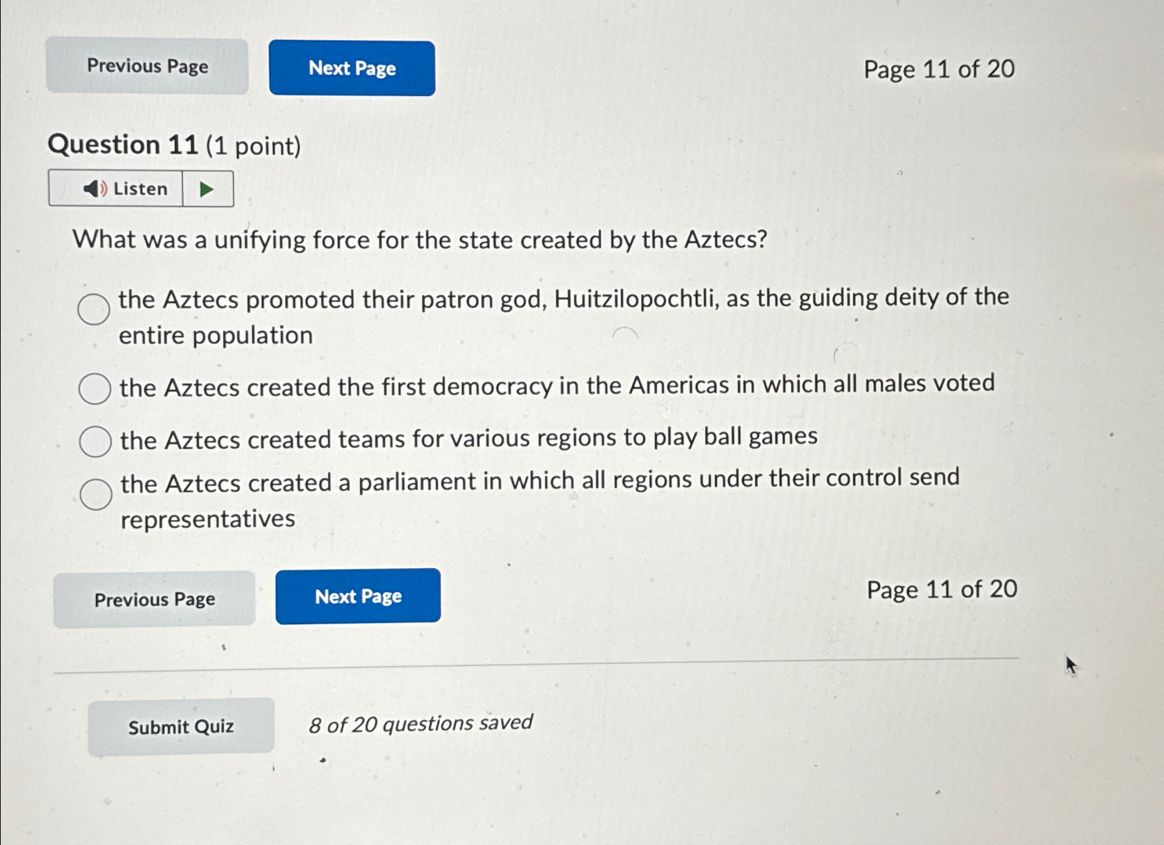 Solved Page 11 ﻿of 20 ﻿Question 11 (1 ﻿point) ﻿Listen What | Chegg.com