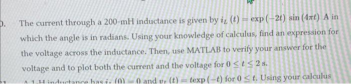 Solved The current through a 200−mH inductance is given by | Chegg.com