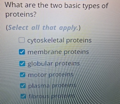 Solved What are the two basic types of proteins?(Select all | Chegg.com